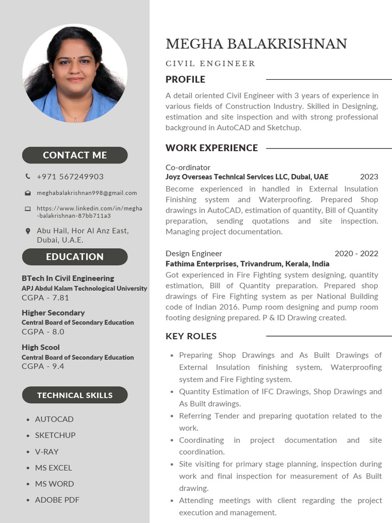 Megha Balakrishnan - CV | PDF | Art | Technology & Engineering