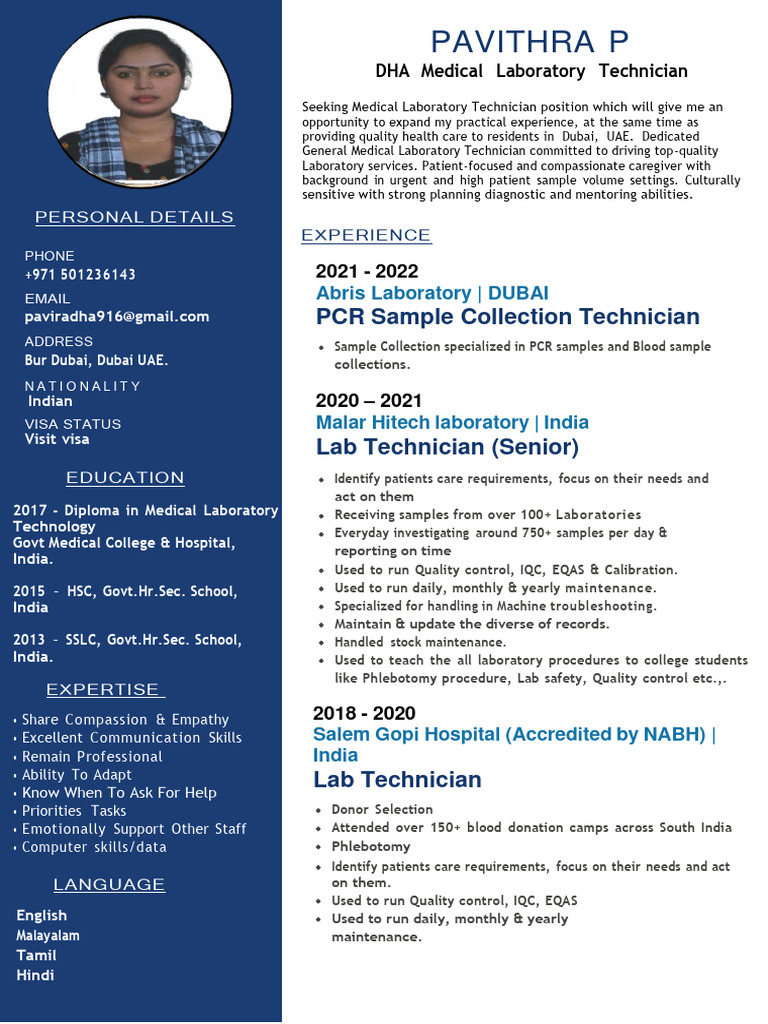 Pavithra DXB Experience Resume | PDF