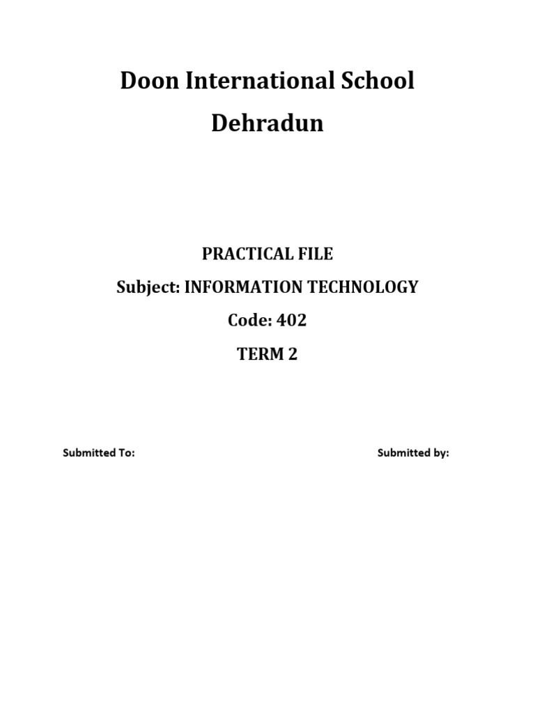 Information Technology Practical File Class X | PDF Information Technology Practical File Class X | PDF