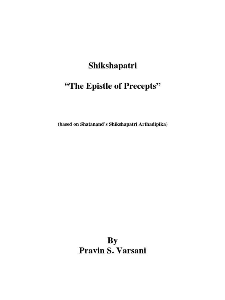 Shikshapatri: A Guide to Hindu Ethics | PDF | Indian Religions ...