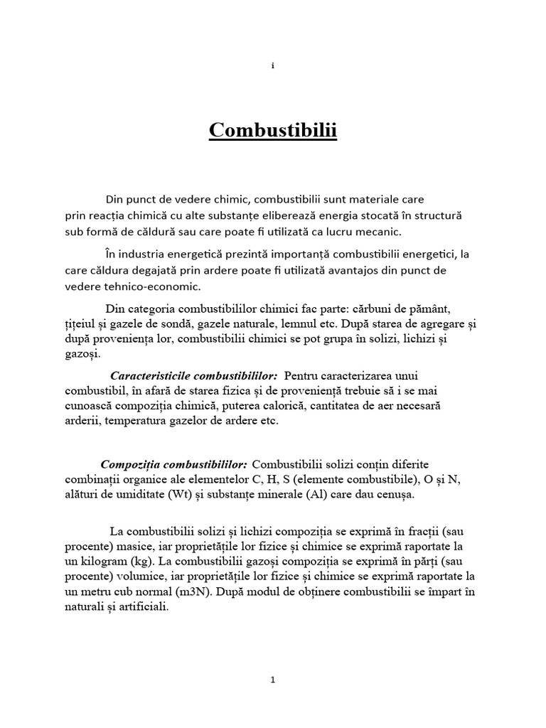 Referat Combustibili" | PDF