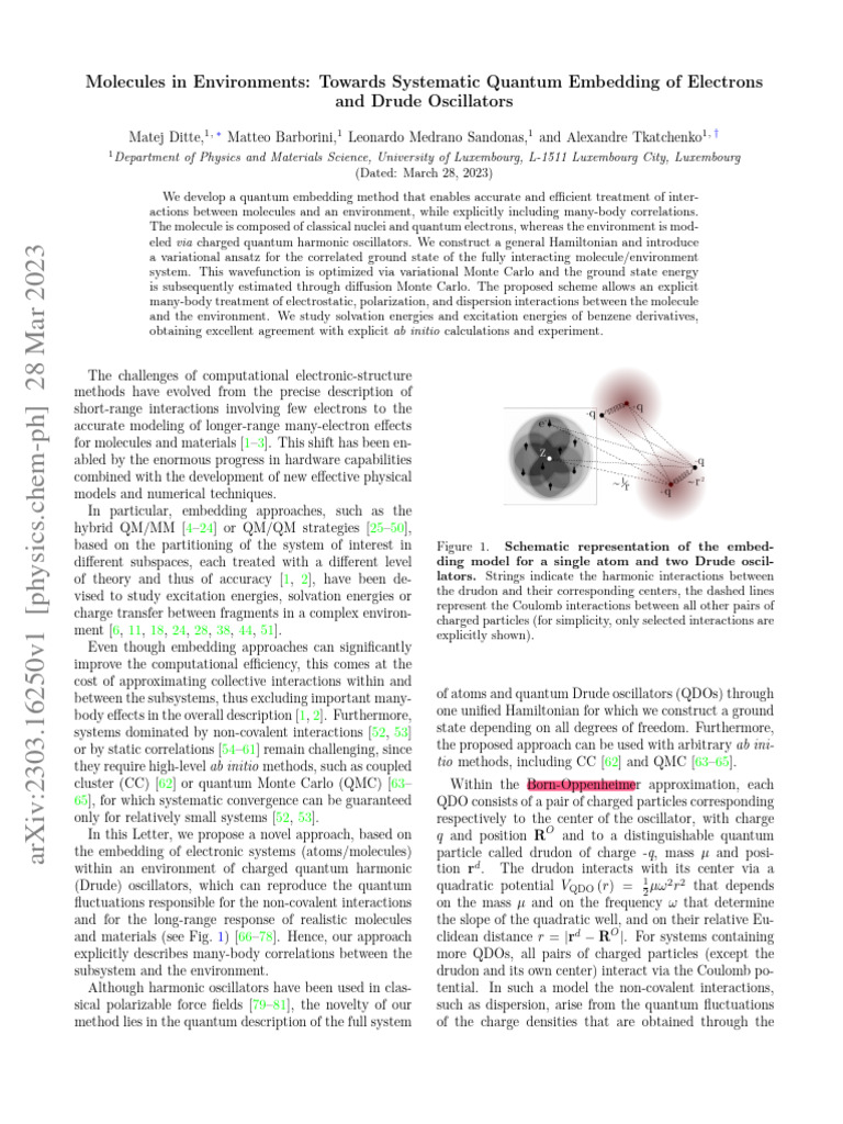 Molecules in Environments: Towards Systematic Quantum Embedding of ...