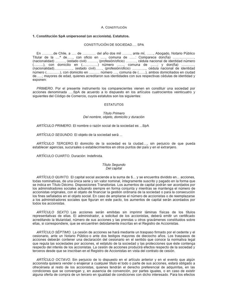 Fomato Escrito Spa | PDF | Bancos | Sociedad de responsabilidad limitada