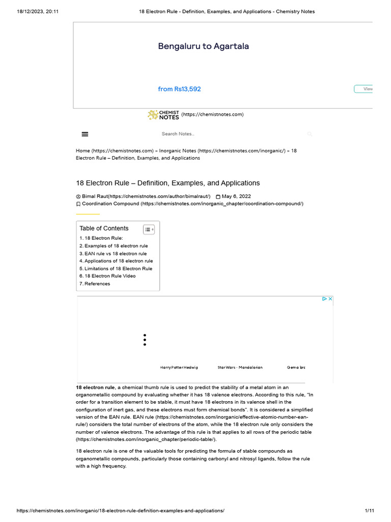 18 Electron Rule - Definition, Examples, and Applications - Chemistry ...