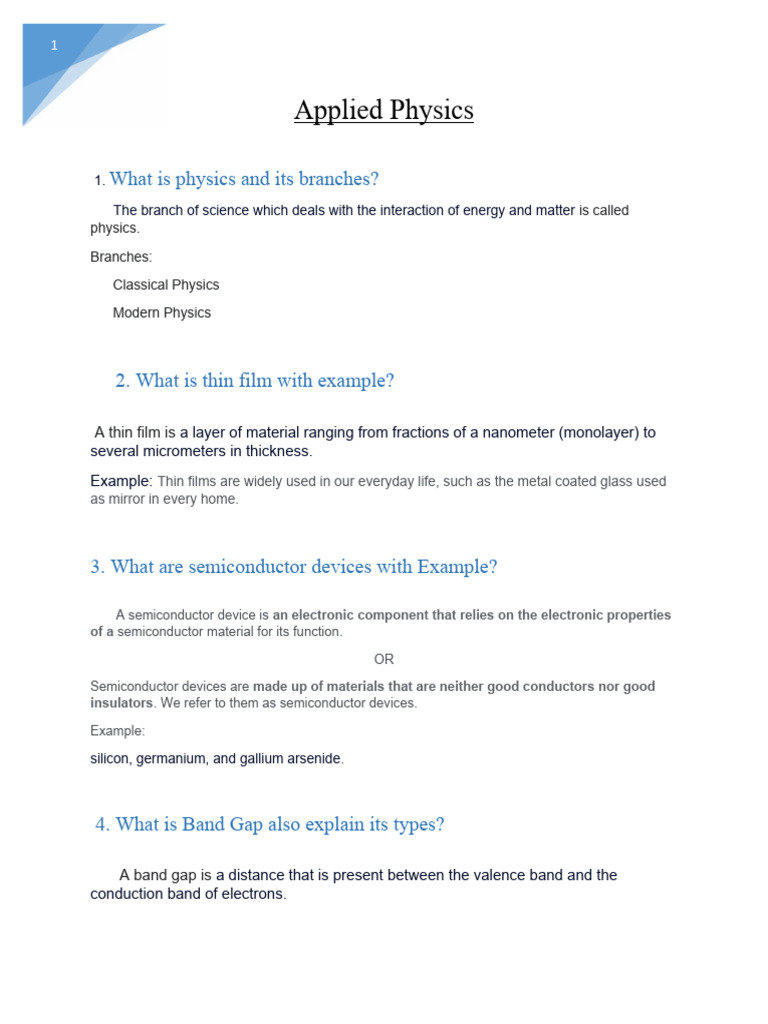 Applied Physics Notes | PDF