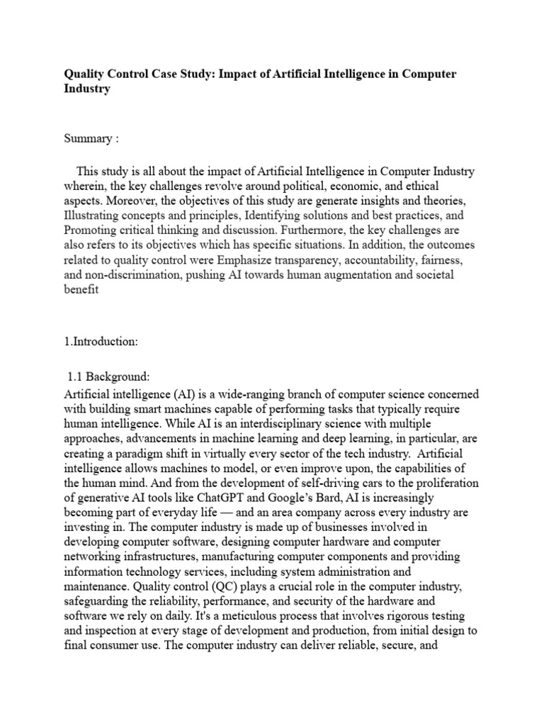 Quality Control Case Study | PDF | Artificial Intelligence ...