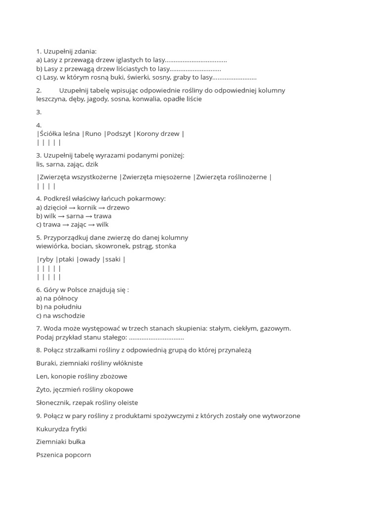 Diagnoza Przyroda | PDF