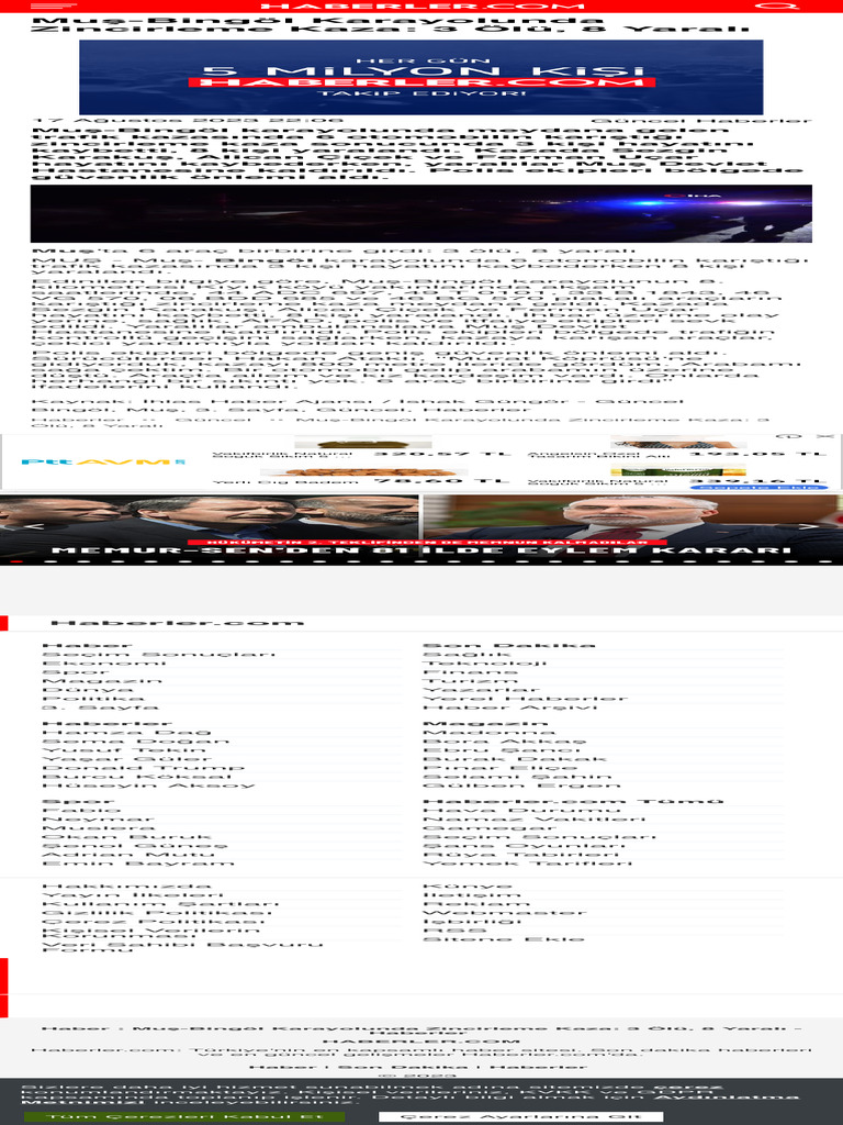 Muş-Bingöl Karayolunda Zincirleme Kaza 3 Ölü, 8 Yaralı - Haberler | PDF