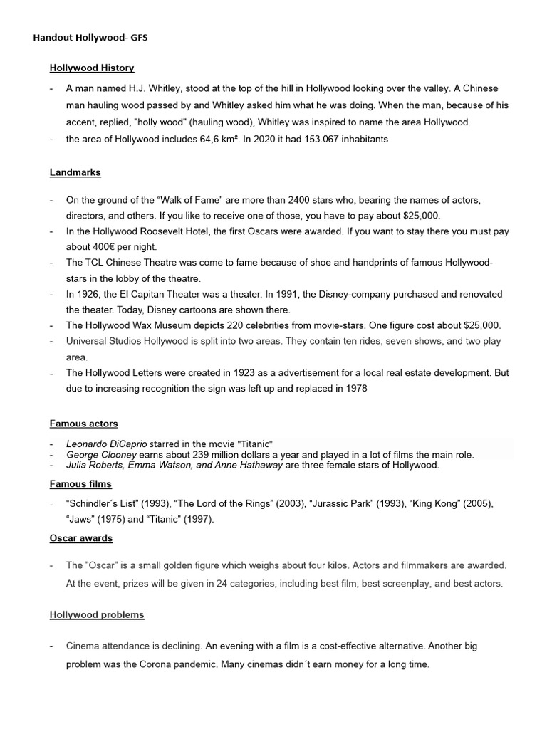 Handout Hollywood | PDF