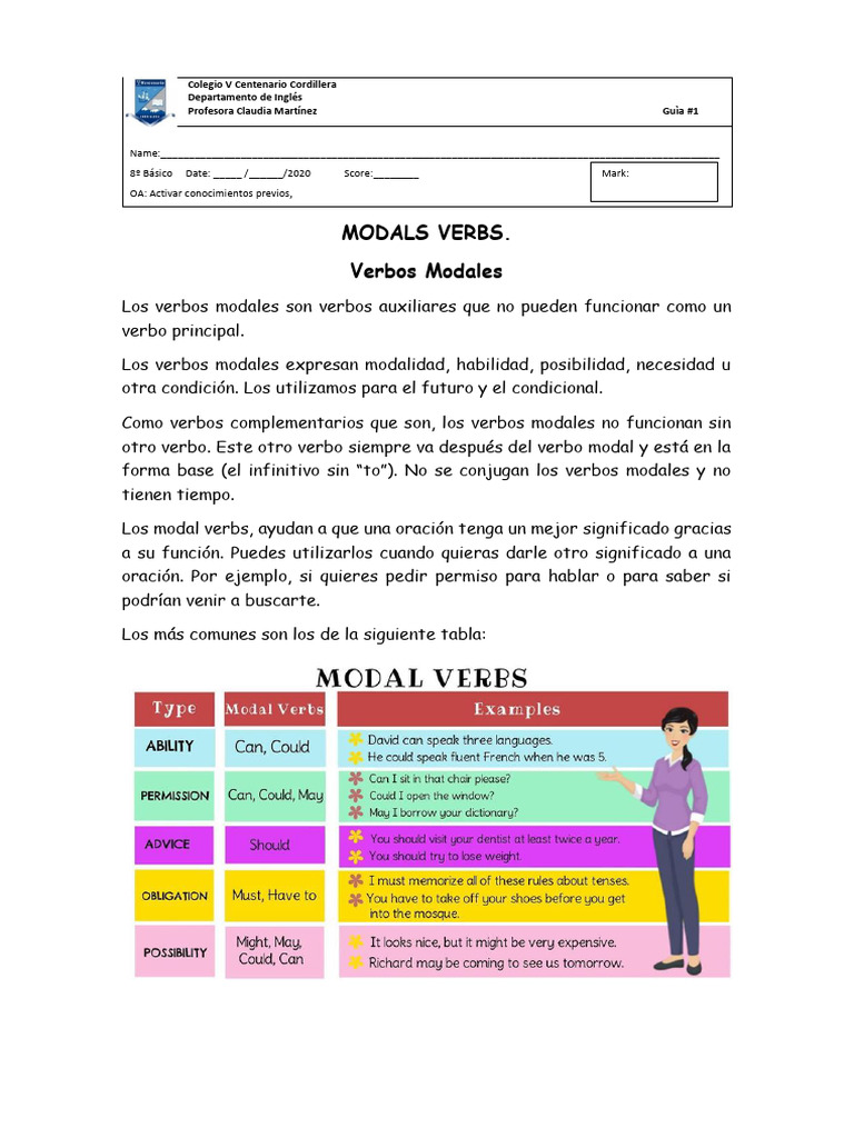 8 Basico Ingles Guia 1 Modals Verbs | PDF