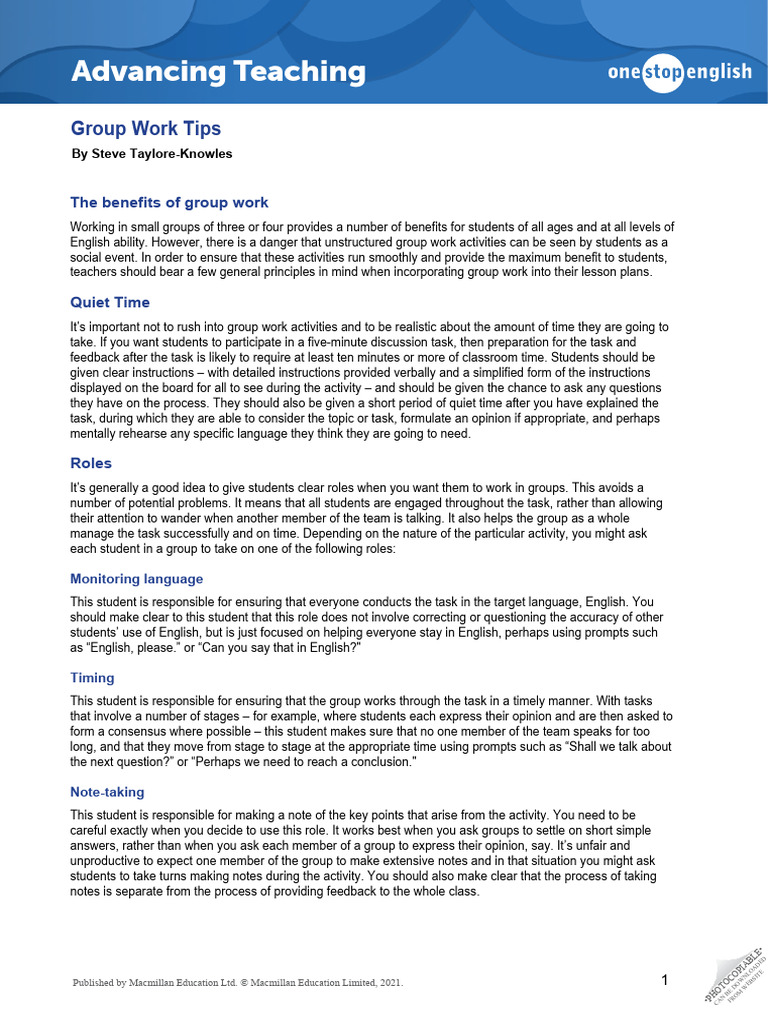GS Group Work Tips | PDF