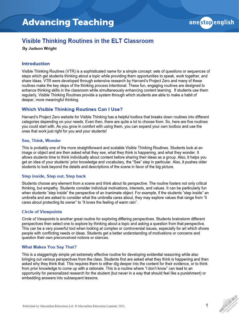 GS Visible Thinking Routines | PDF