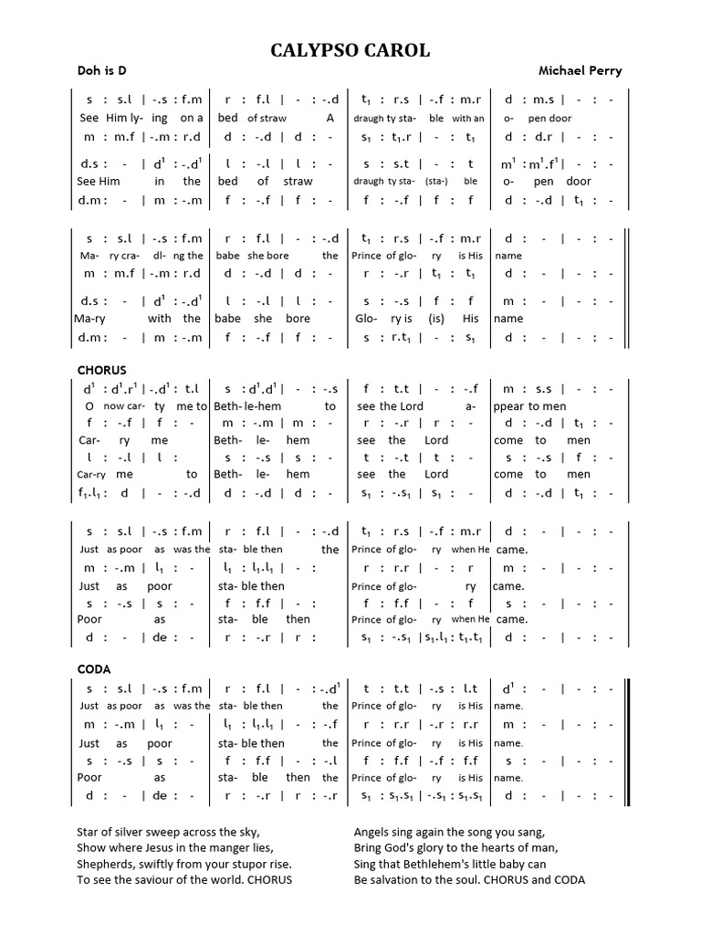 Calypso Carol Solfa | Download Free PDF | Salvation | Christian Belief And Doctrine