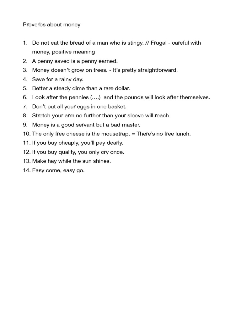 Proverbs About Money | PDF