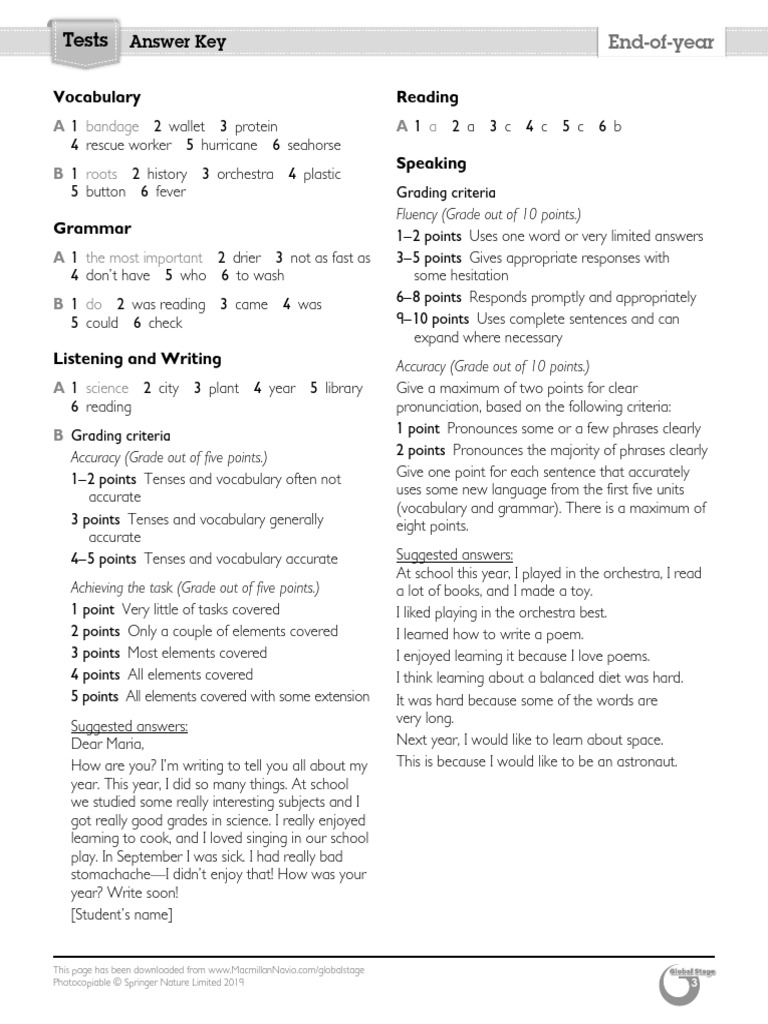 GS TG3 PrintableTest AK EOY | PDF | Linguistics | Human Communication