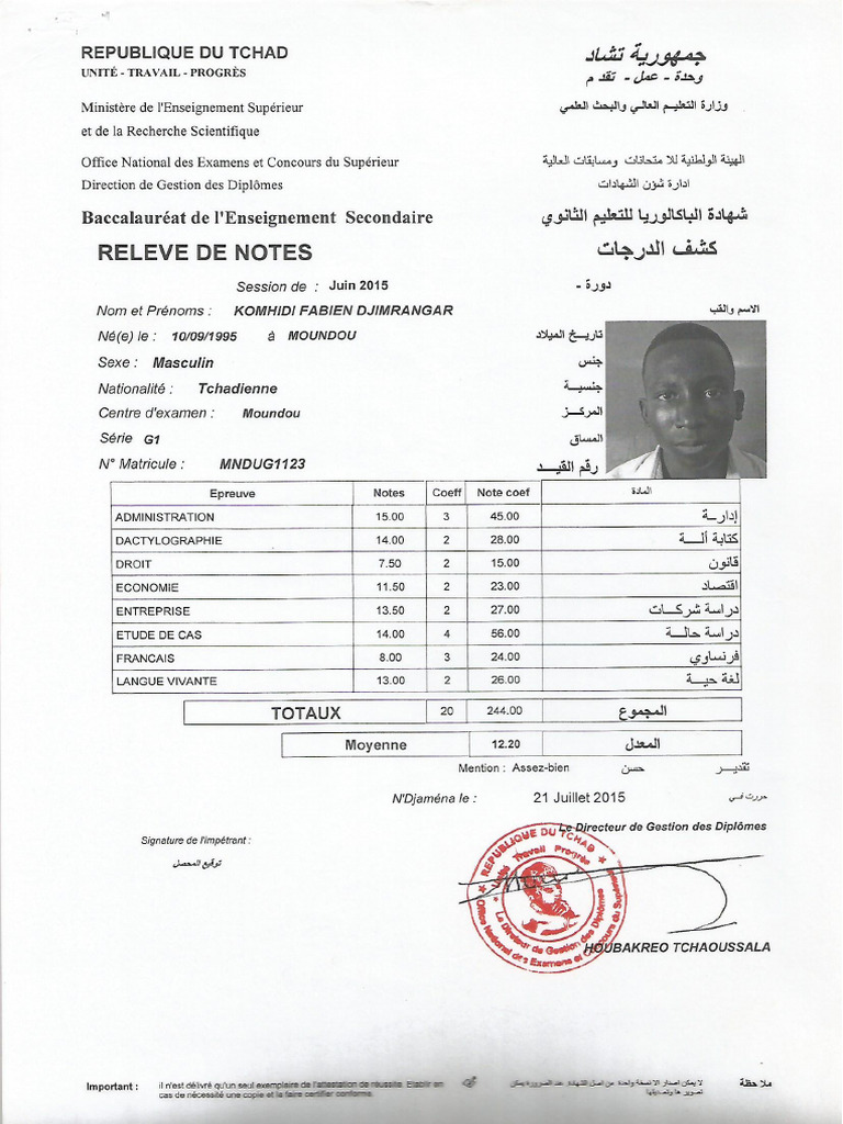 Relevet de Note Bac | PDF