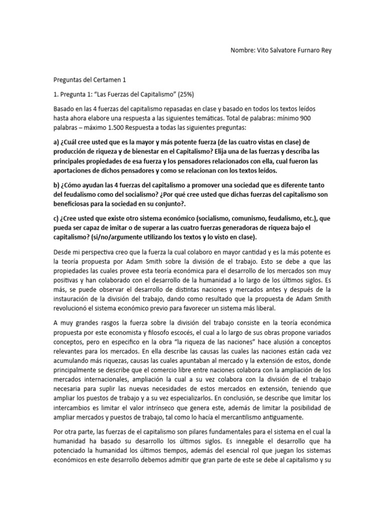 Certamen 1 Capitalismo | PDF
