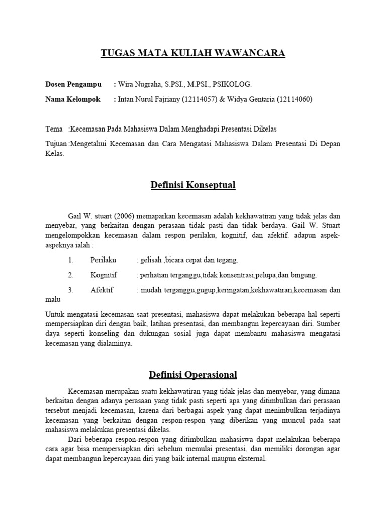 1new - Tugas Mata Kuliah Wawancara Intan Dan Widya | PDF