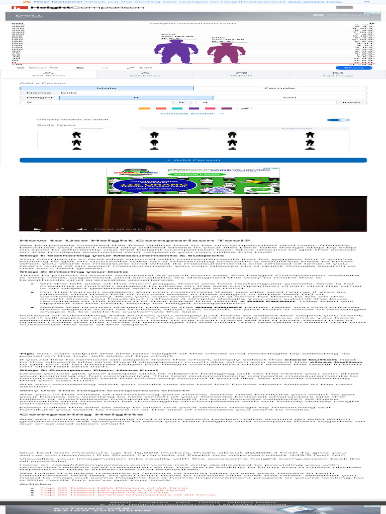 Height Comparison - Comparing Heights Visually With Chart 5 | PDF