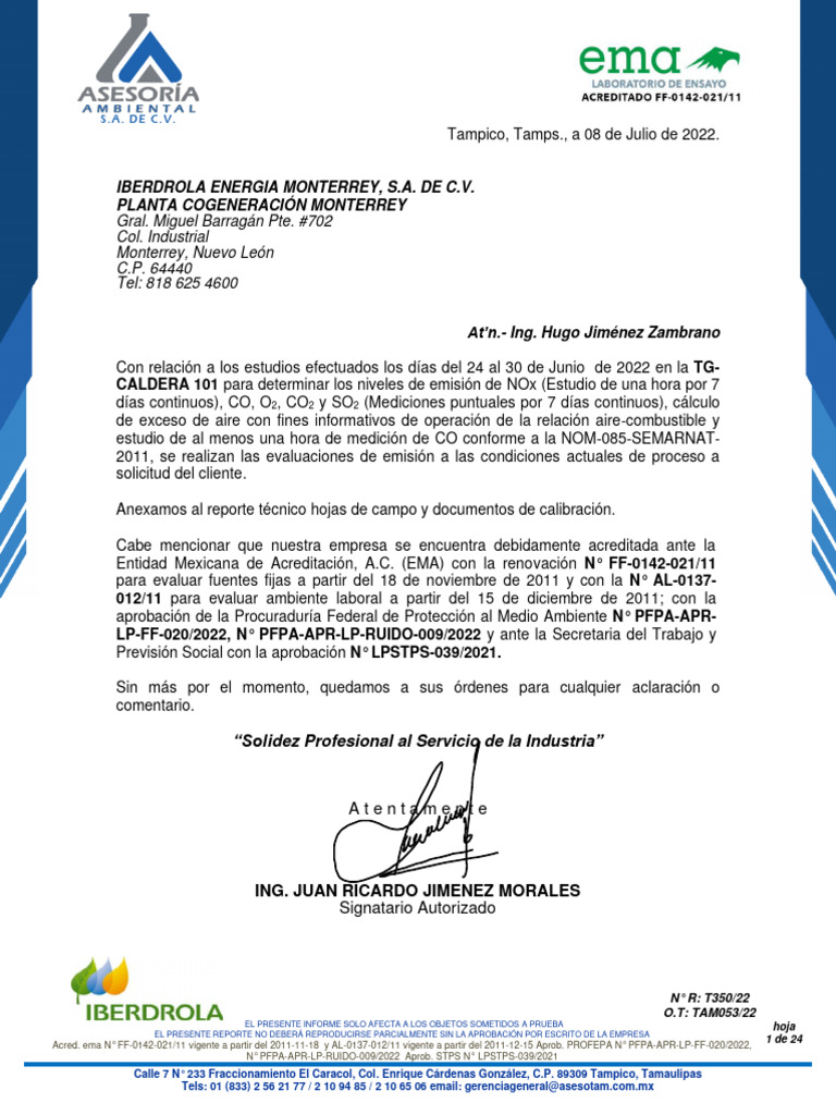 Evaluación Emisiones NOx y CO Monterrey | PDF
