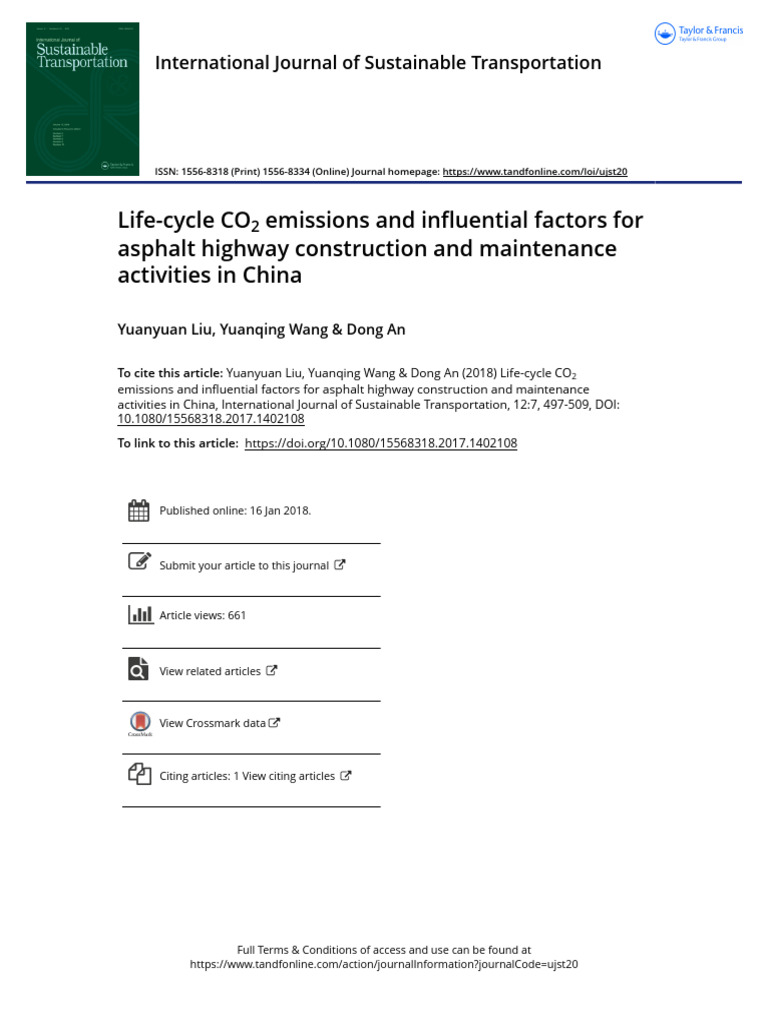 Life-Cycle CO2 Emissions and Influential Factors For Asphalt Highway ...