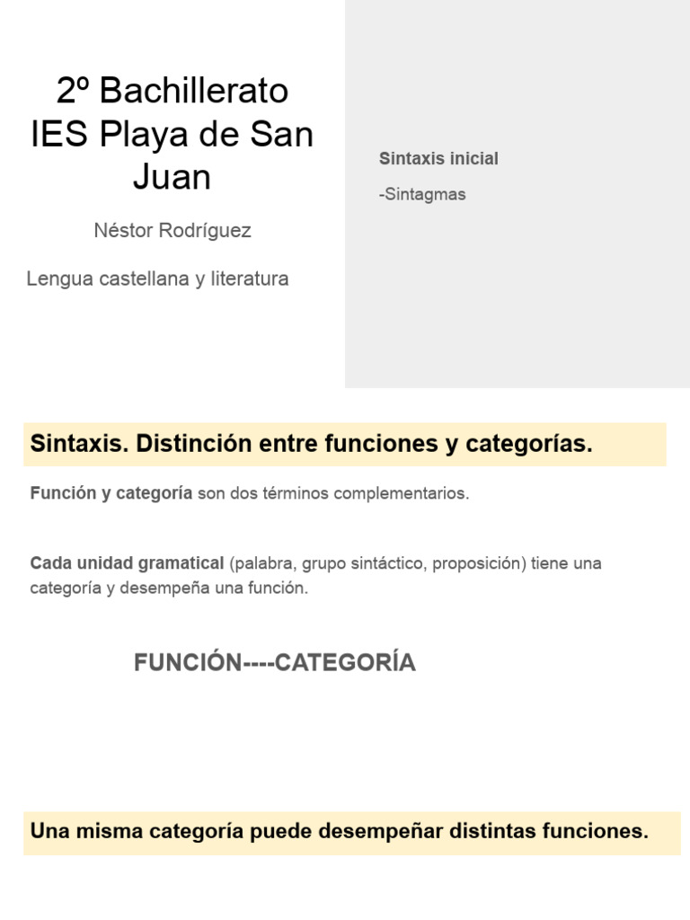 Sintaxis y Categorías Gramaticales | PDF | Artes del Lenguaje y ...