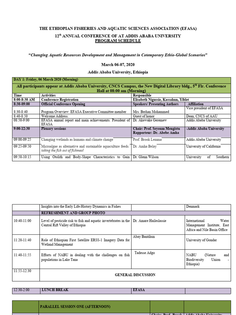 Draft 2020 EFASA Conference Program | PDF