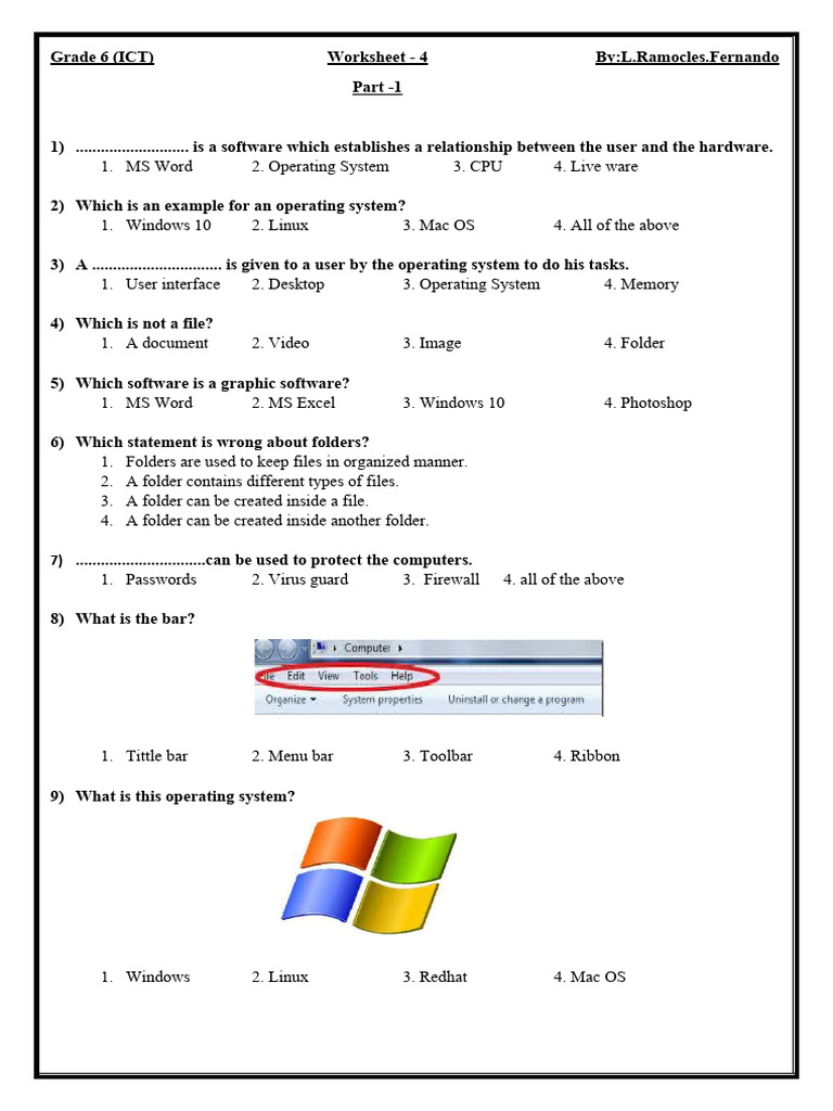 Grade 6 Worksheet 4 | PDF