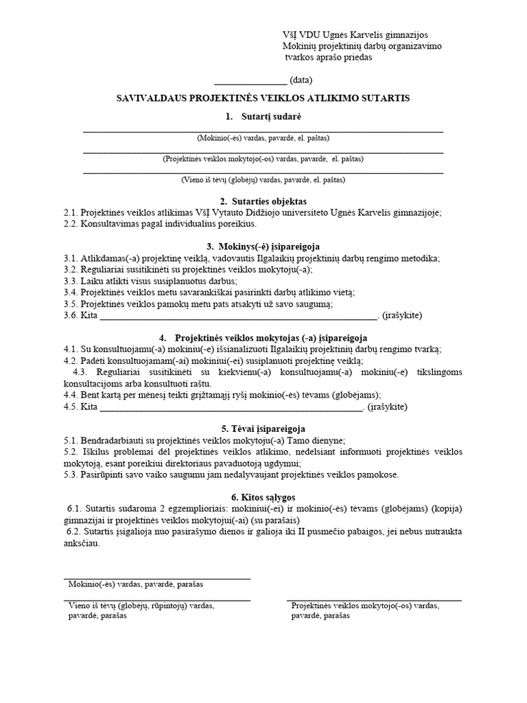 VDU UKG Projektu Sutartis | PDF
