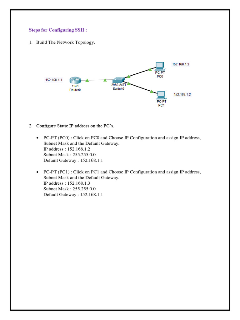 SSH Setup Guide for Network Admins | PDF
