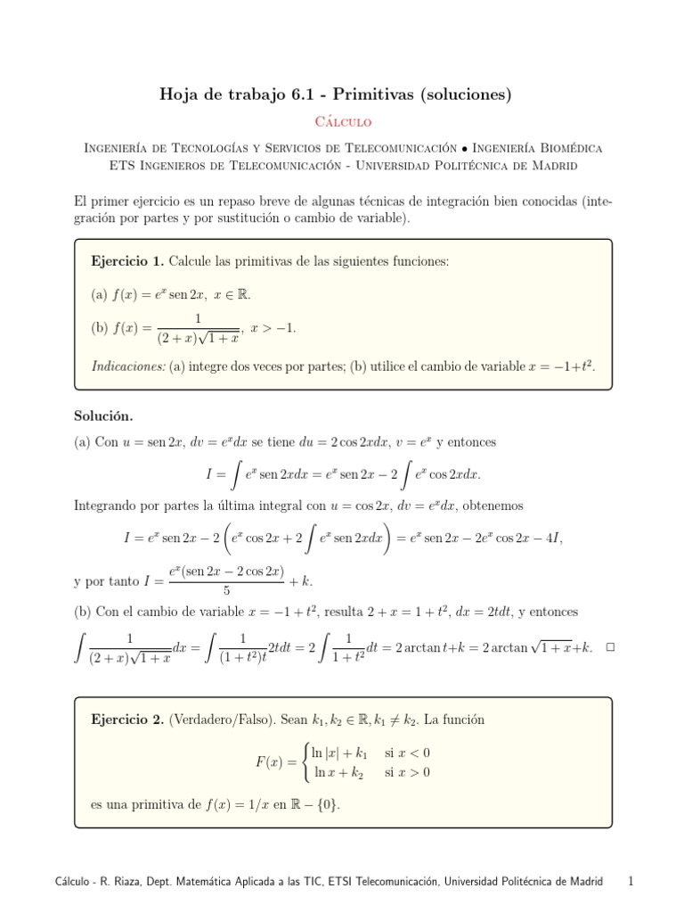 Integrales Primitivas | Descargar gratis PDF | Integral | Raíz cuadrada