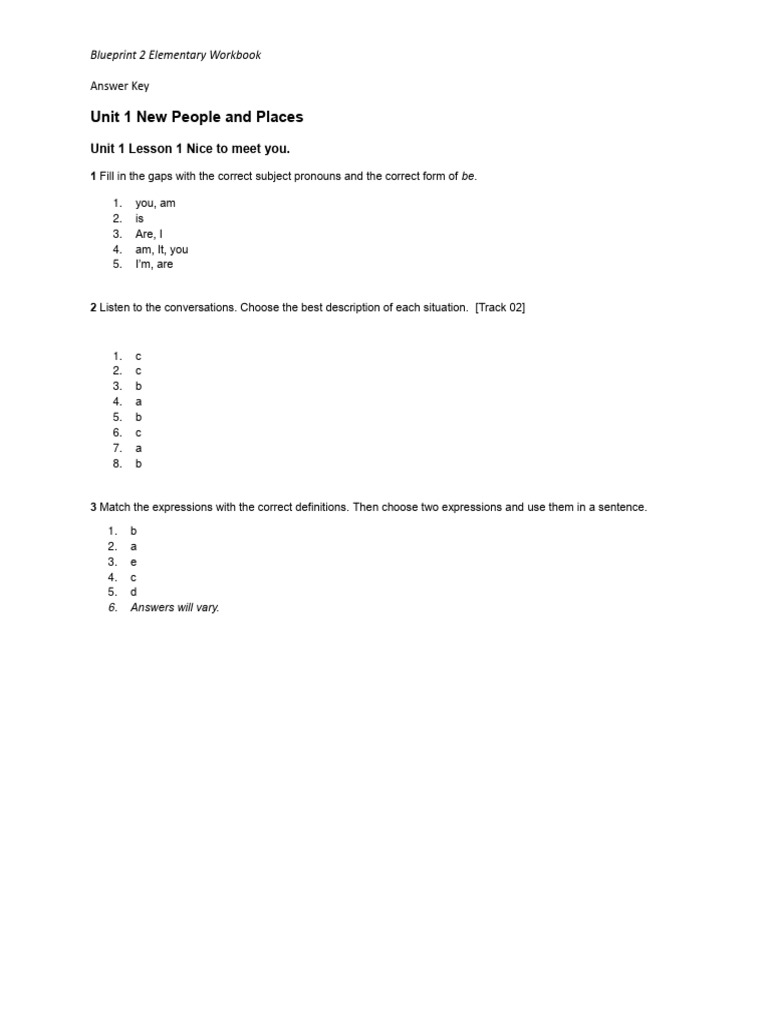 Blueprint 2 Workbook Answer Keys | PDF