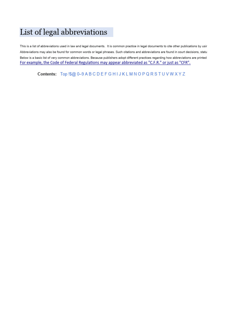 List of Legal Abbreviations | PDF