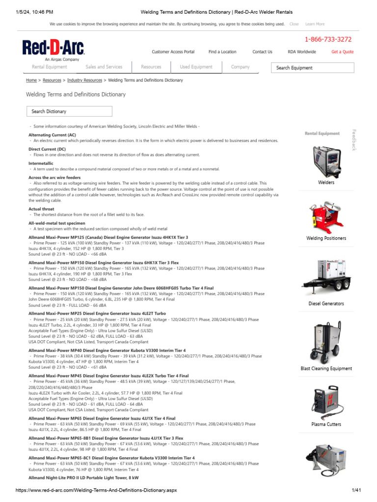 Welding Terms and Definitions Dictionary _ Red-D-Arc Welder Rentals ...