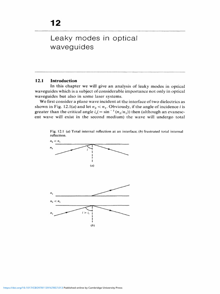 Leaky Modes in Optical Waveguides | PDF