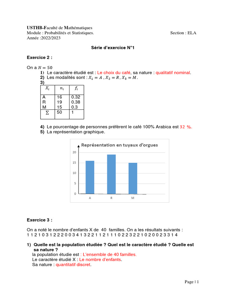Corrige Serie 1 Proba-1 | PDF