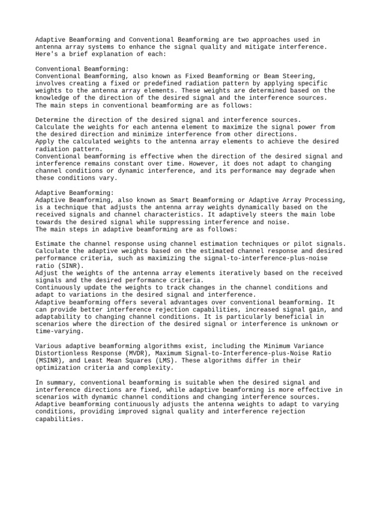 Adaptive Beamforming and Convention | PDF