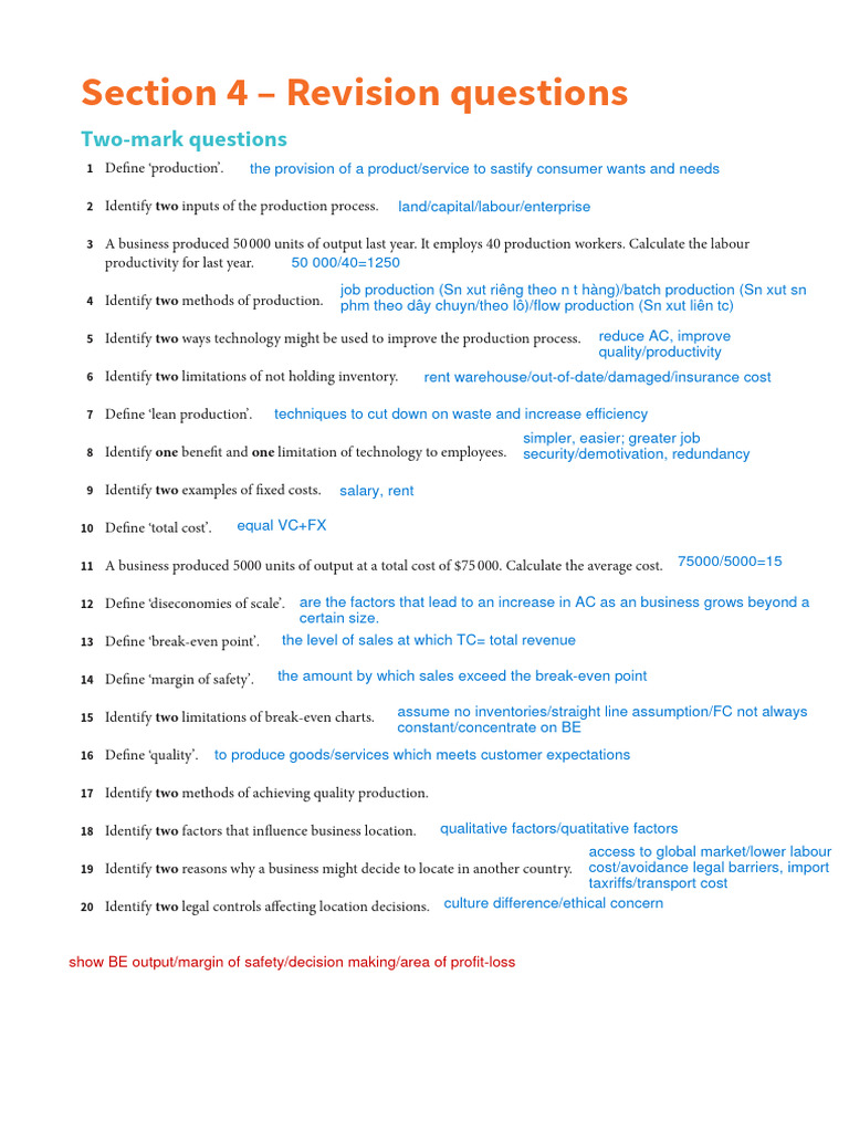 Section 4 - Revision Questions Đáp Án | PDF