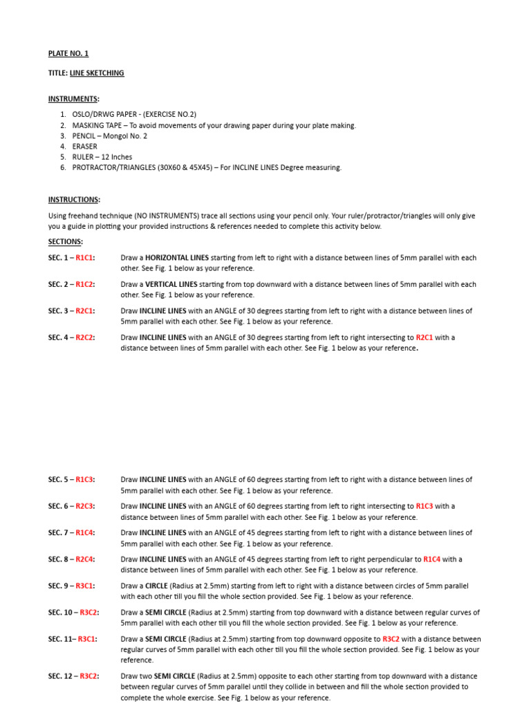 Plate No 1 Line Sketching | PDF