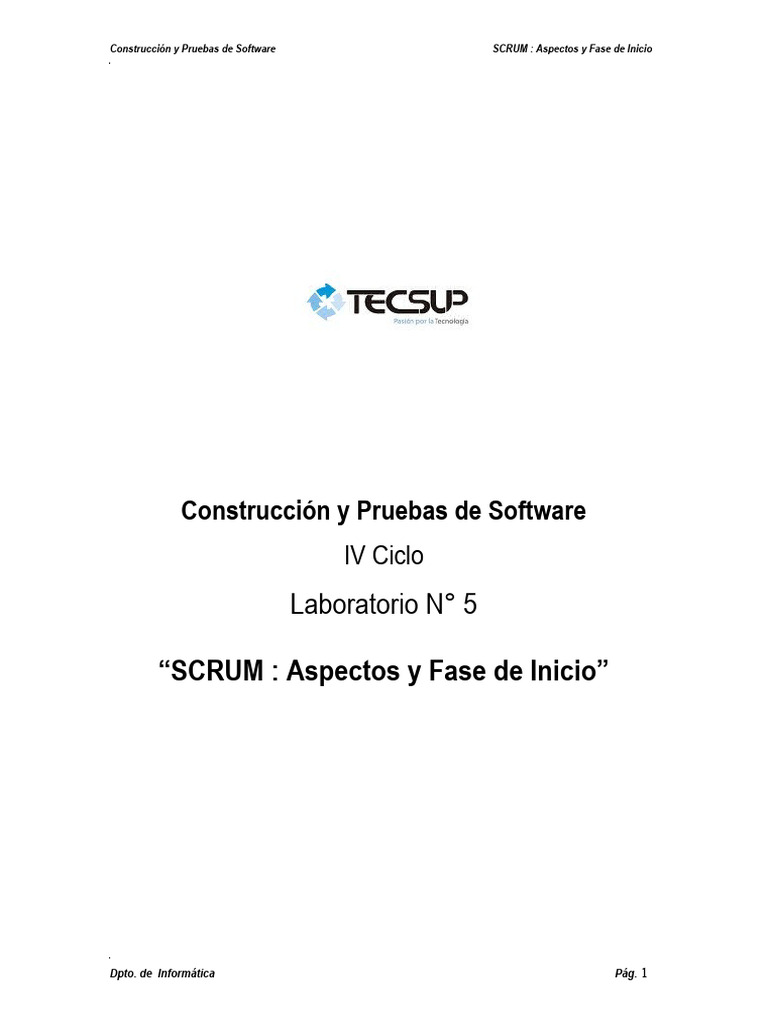 Lab05 - SCRUM Aspectos y Fase de Inicio | PDF | Negocios | Informática