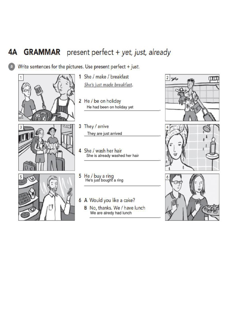 4A GRAMMAR Present Perfect (Yet, Just, Already) (1) Gmail | PDF