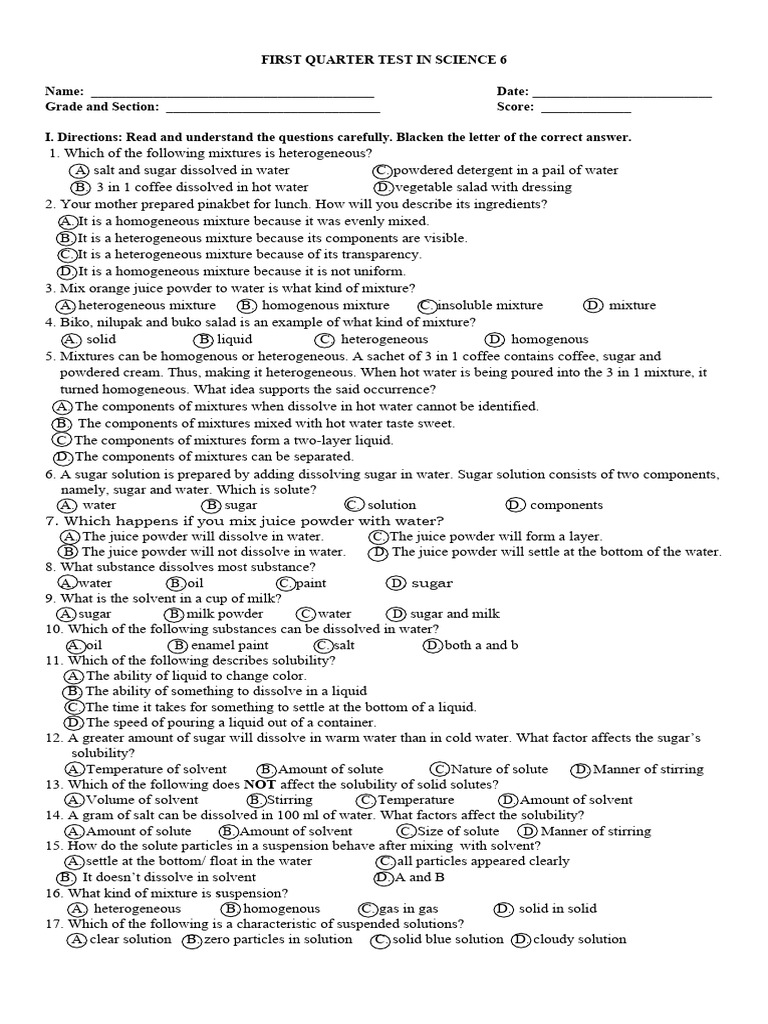 PT - Science 6 - Q1 | PDF
