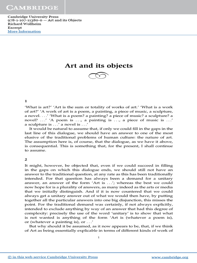 Understanding Art and Its Objects | PDF | Raphael | Ulysses (Novel)