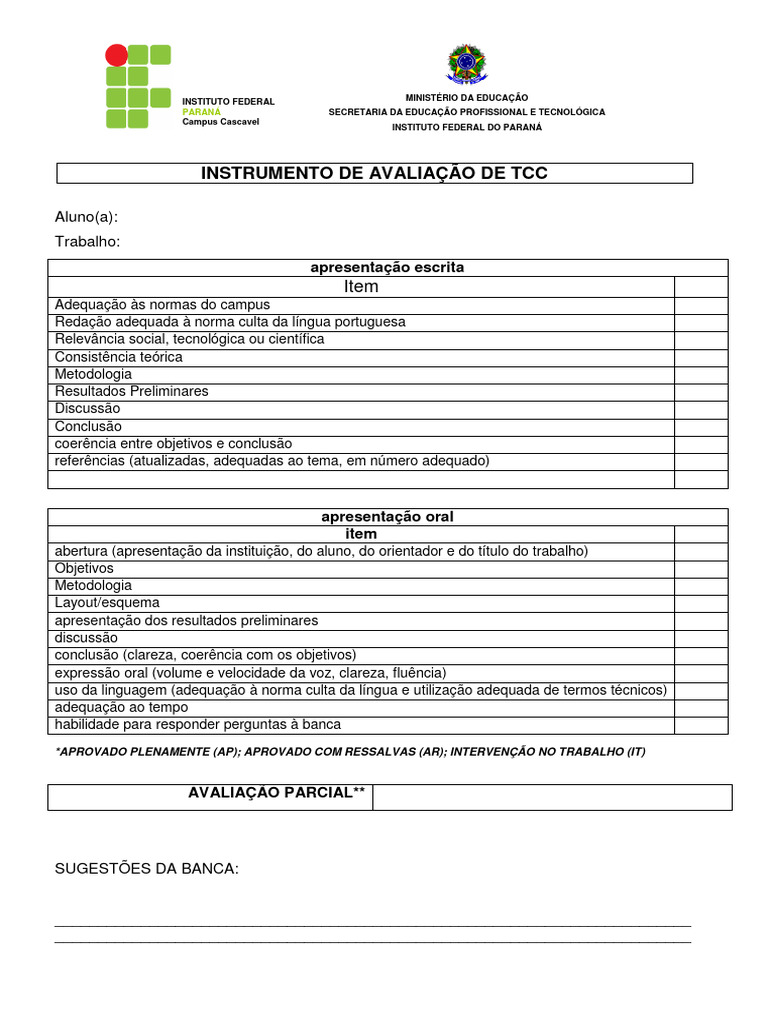 Instrumento de Avaliacao de TCC | PDF