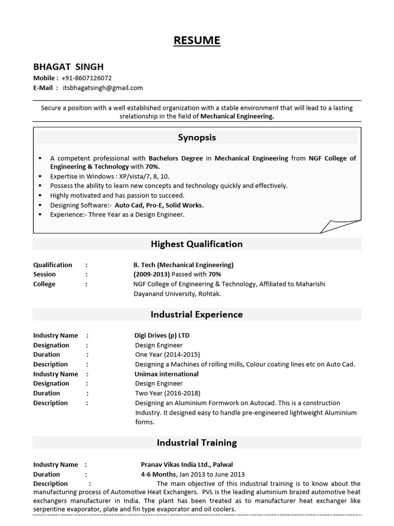 Bhagat Singh Resume | PDF