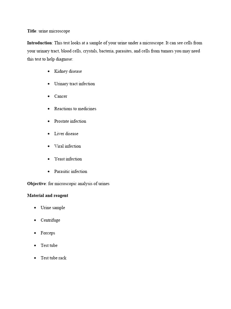 Urine Mic | PDF | Science & Mathematics