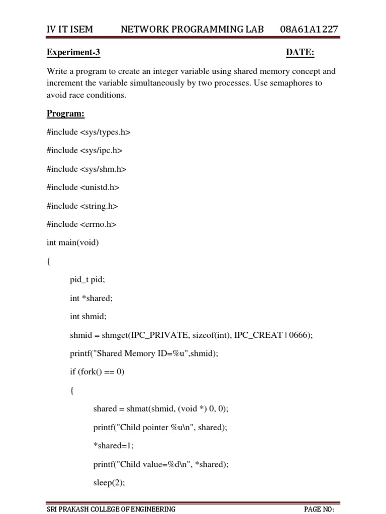 Iv It Isem Network Programming Lab 08A61A1227 | PDF