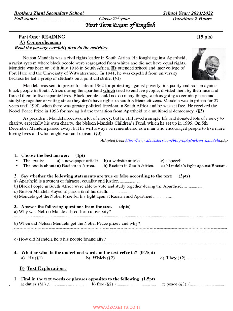 Dzexams 1as Anglais 1580720 | PDF