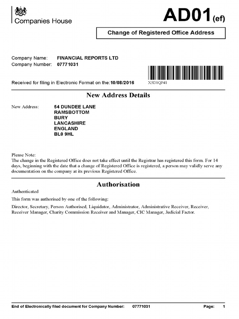 Registered Office Address | PDF