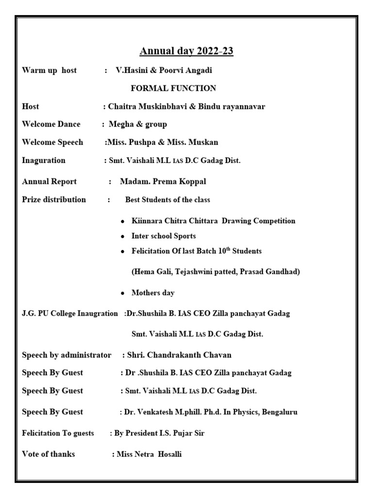 Gadag District Annual Day 2023 | PDF | Career & Growth | Religion ...